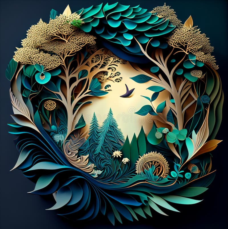 A Paper Forest Created Using Paper Quilling Techniques Would Involve ...