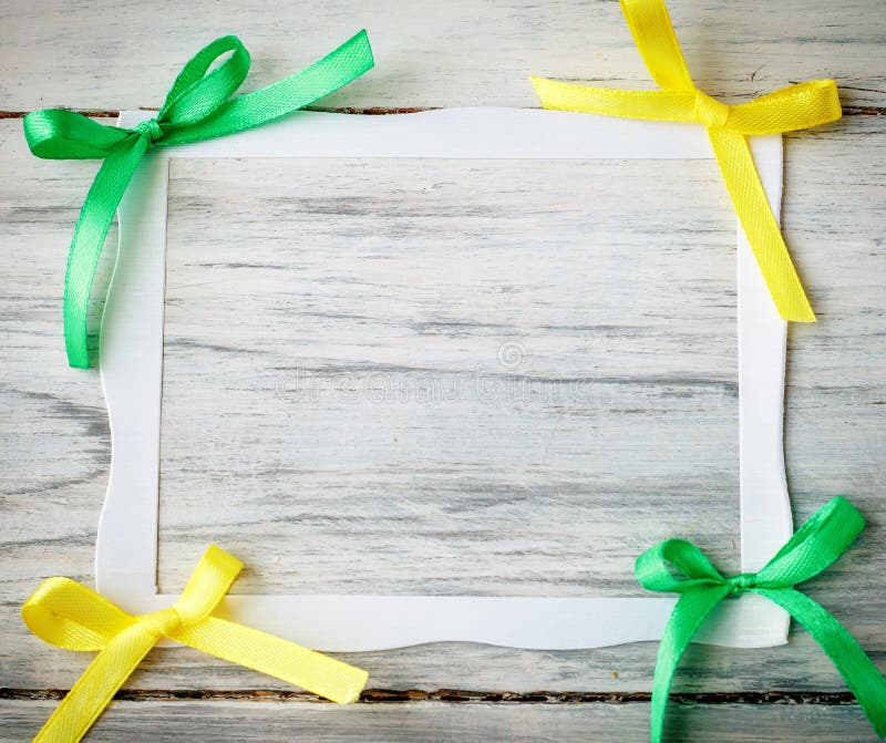 Paper Frame with Yellow and Green Bows Stock Image - Image of frame ...