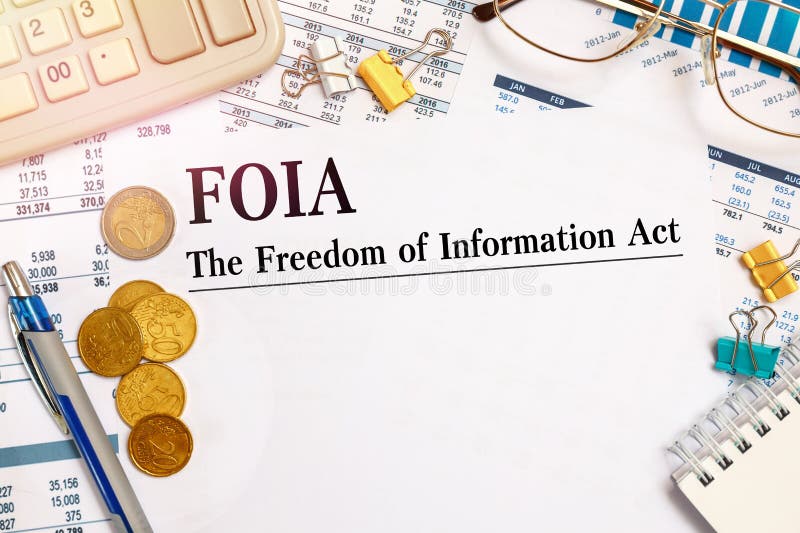 Paper with the Freedom of Information Act FOIA on a Table Stock Image ...