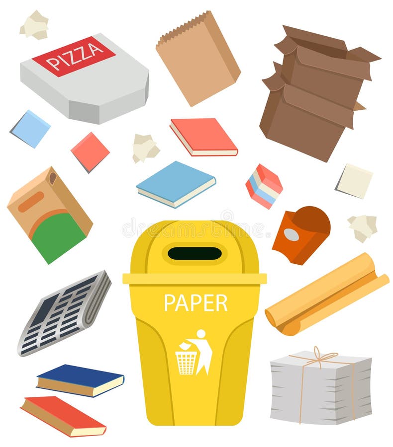 Paper Garbage. Cartoon Vector Illustration on White Background Stock ...
