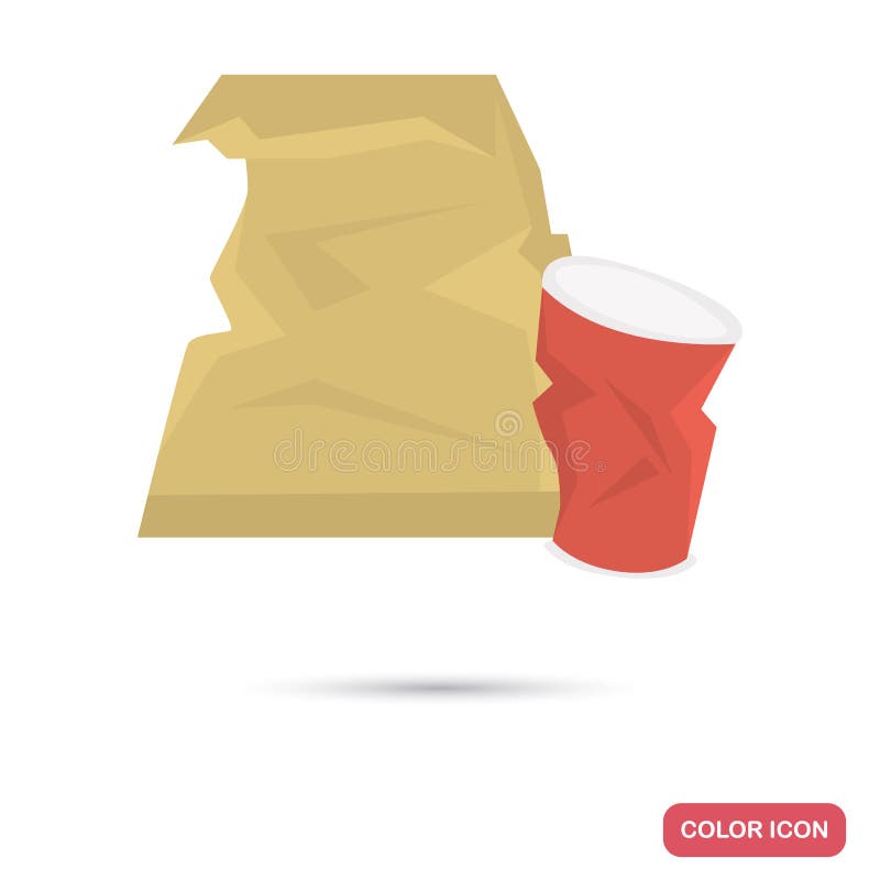 Paper Garbage Color Flat Icon Stock Vector - Illustration of ...