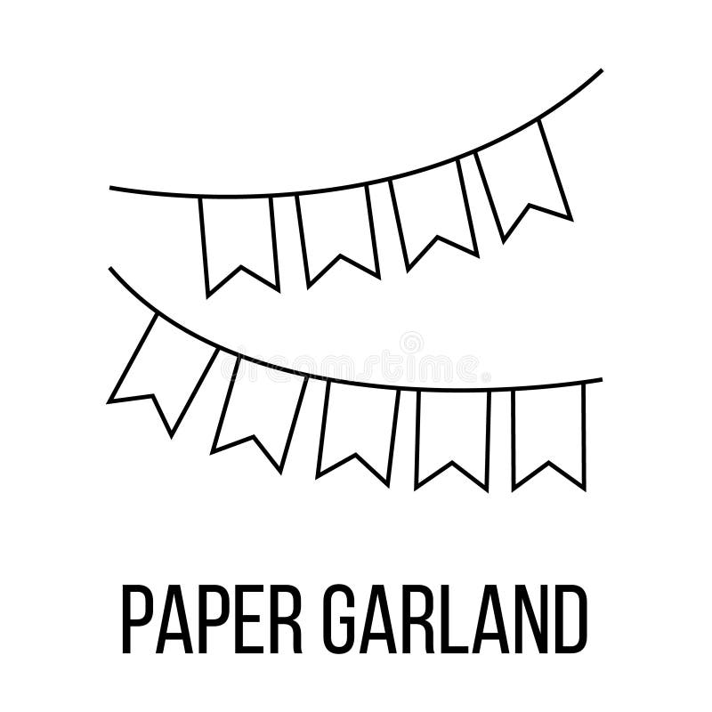 Paper Garland Icon or Logo Line Art Style. Stock Vector - Illustration ...