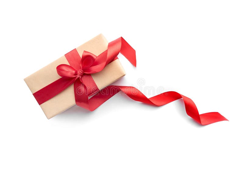 Paper Gift Box with Red Ribbon Bow. Stock Image - Image of celebration ...