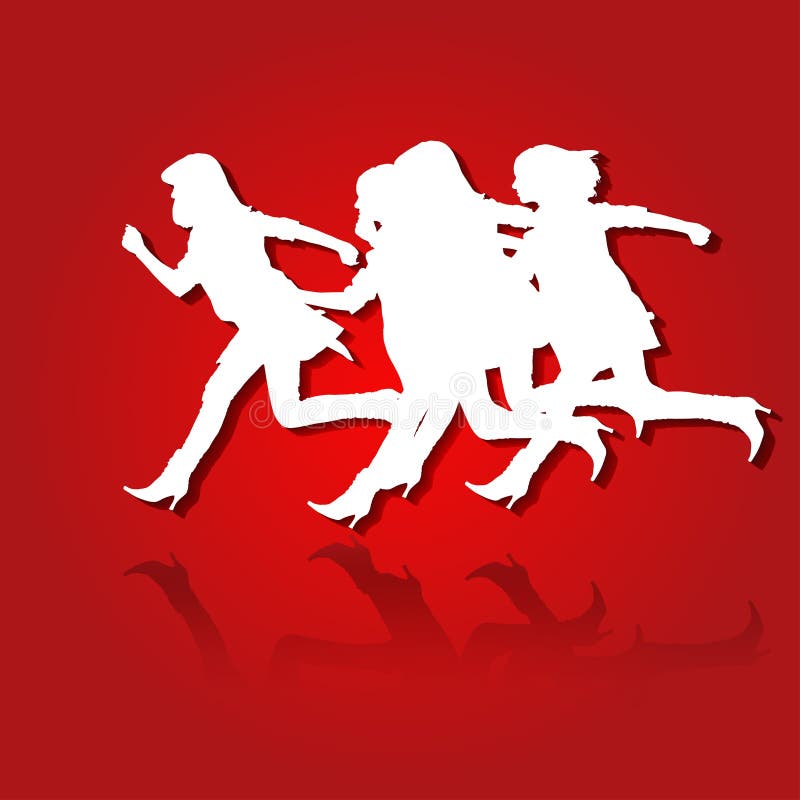 Of Paper Girls Cartoon Character. Colourful Bright Group of Paper Girls ...