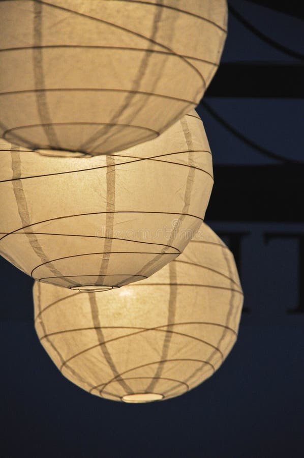 Paper Glowing Lantern Balls at Night Warm Light Traditional Japan Stock ...