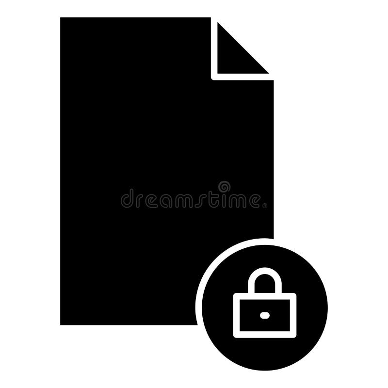 Paper Glyph Icon Illustration with Padlock. Suitable for Document Lock ...