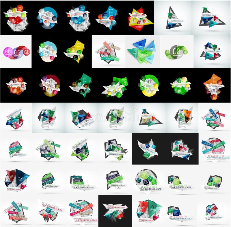 Paper Graphic Banners Set, Mega Collection Stock Vector - Illustration ...