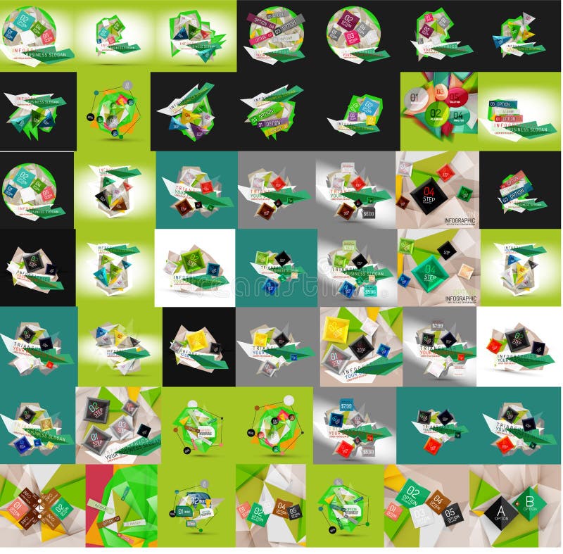 Paper Graphic Banners Set, Mega Collection Stock Vector - Illustration ...