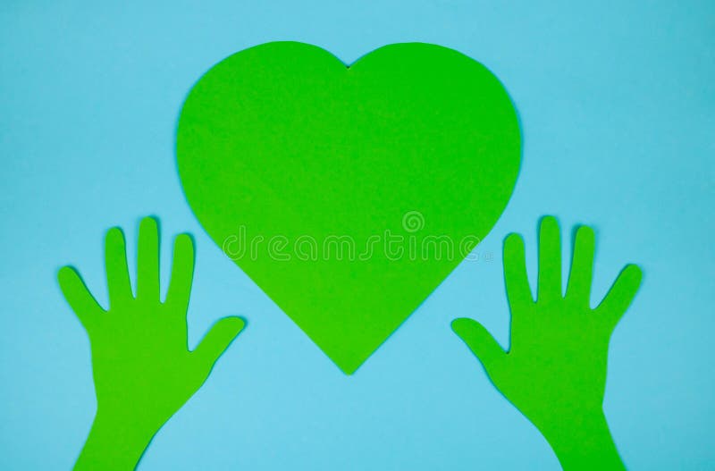 Paper Green Hands Support a Paper Green Heart. the Concept of ...