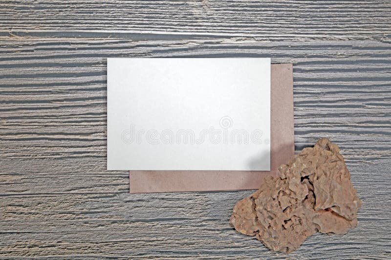 A5 Paper Greeting Card Mockup on Wooden Background Stock Image - Image ...
