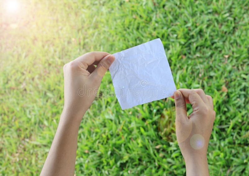 Paper in Hand Texture Background, Copy Space for Your Text. Stock Photo ...