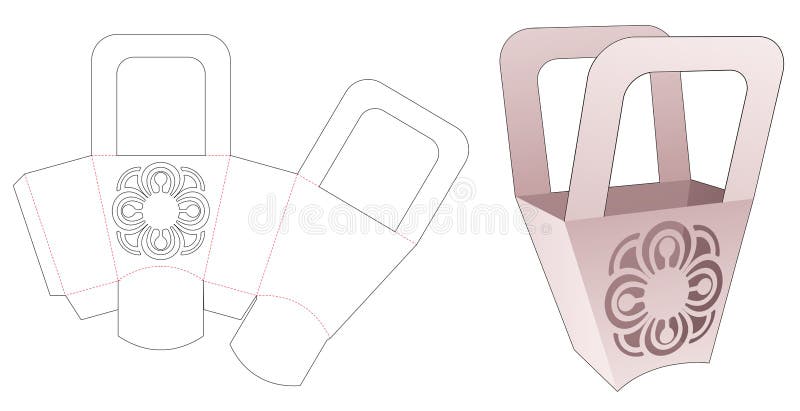 Paper Handles Bag with Stenciled Mandala Pattern Die Cut Template Stock ...