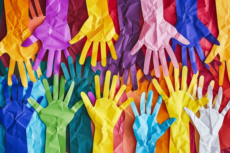 Paper Hands of Different Colors, Stock Photo - Image of support ...