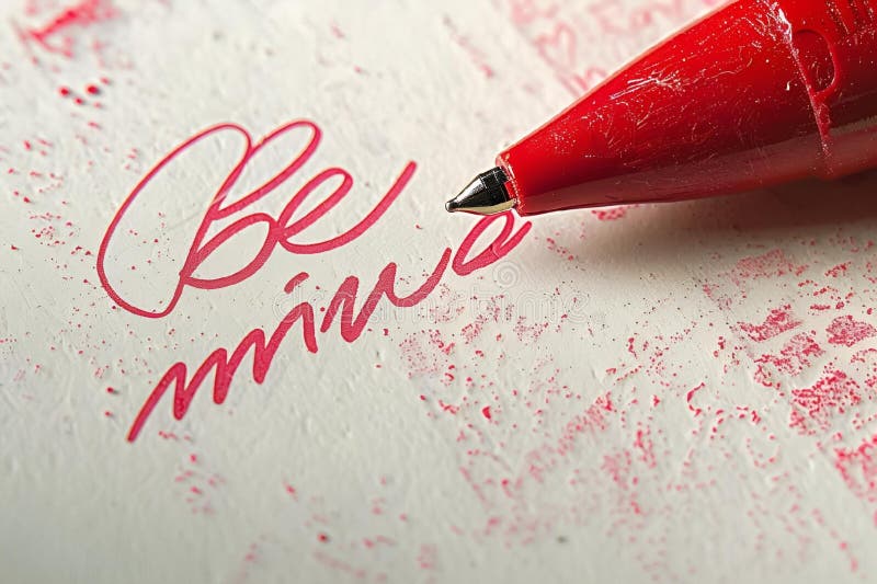 A Paper with Handwritten Text "Be Mine" with a Red Pen Stock ...