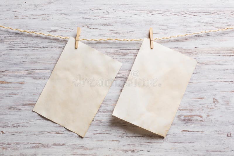 Paper hang on clothesline stock image. Image of note - 75573031