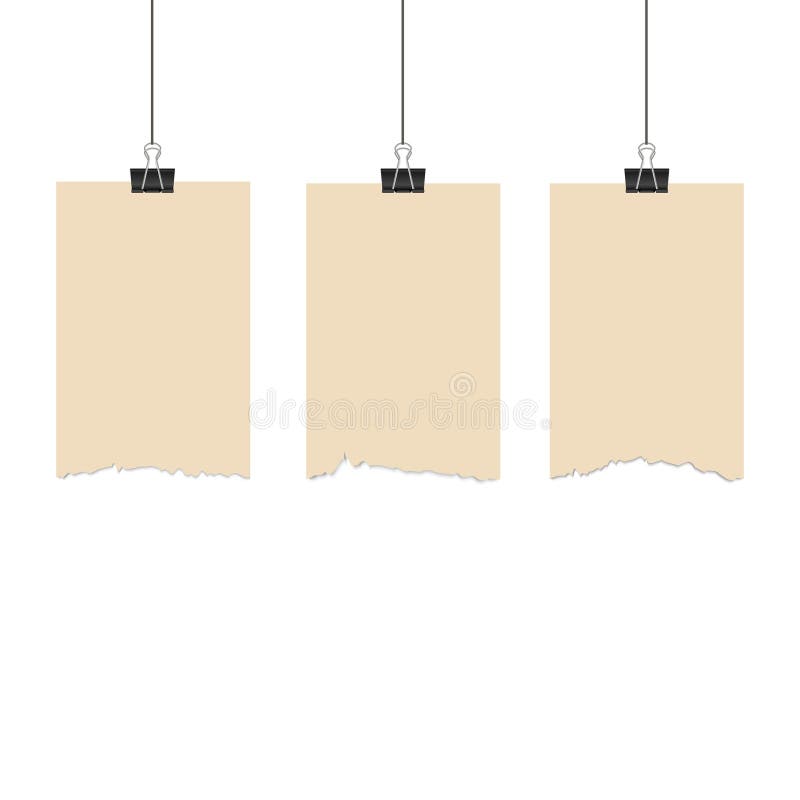 Paper Hanging with Binder on White Background. Vector. Stock Vector ...