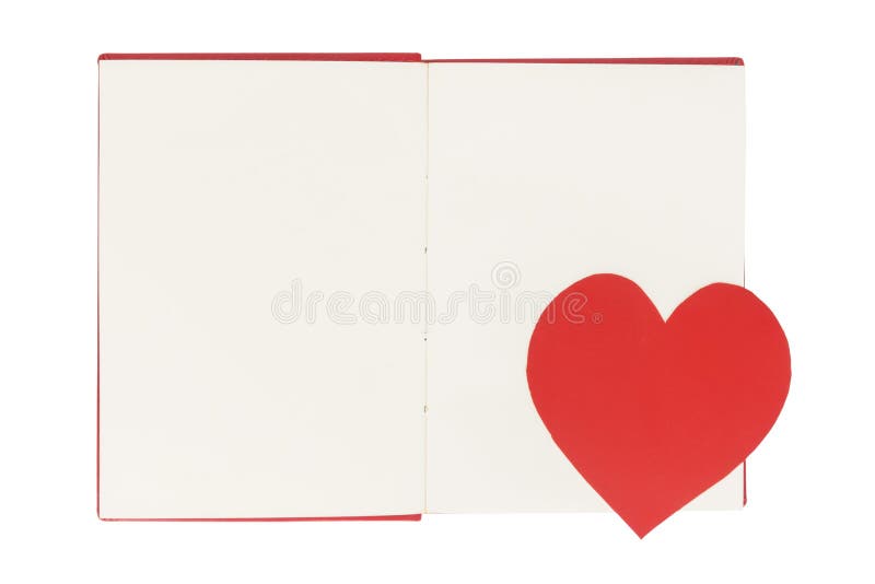 Paper Heart on Blank Open Book Isolated on White Stock Image - Image of ...