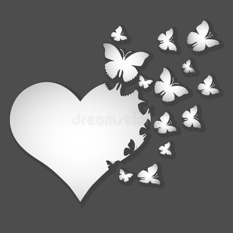Paper Heart with Butterflies Stock Vector - Illustration of shield ...