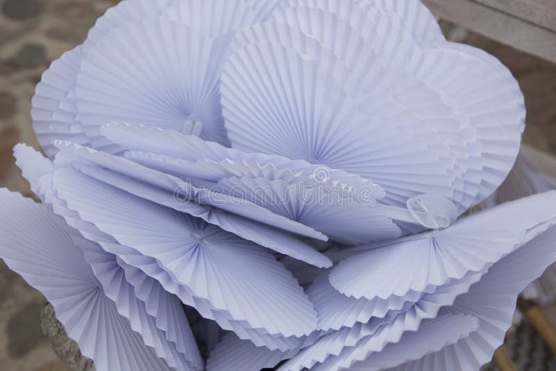 Paper Heart Folding Fans for Wedding Guests Stock Image - Image of fans ...