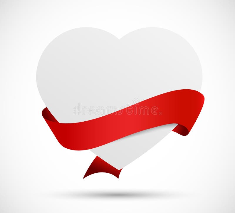 Paper Heart with Red Ribbon Stock Vector - Illustration of design ...