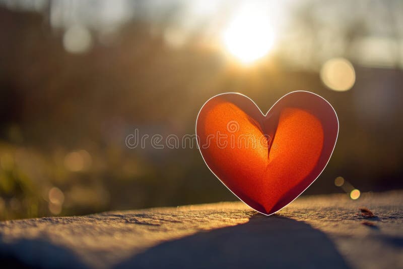 A Paper Heart Sits Alone on a Table, Waiting To Be Cherished Stock ...