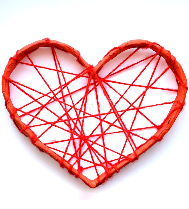A Red Heart Tied with Chains on White Paper Concept Love and Romance ...