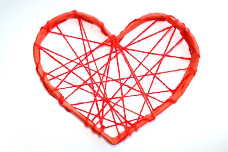 A Red Heart Tied with Chains on White Paper Concept Love and Romance ...