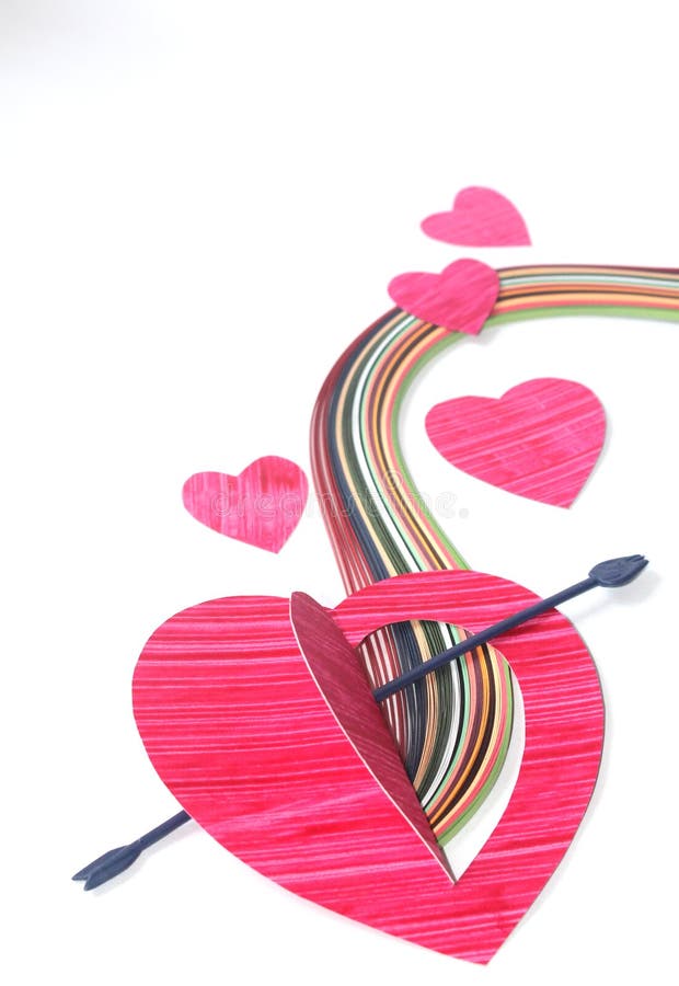 Paper hearts with arrow stock image. Image of abstract - 68621055