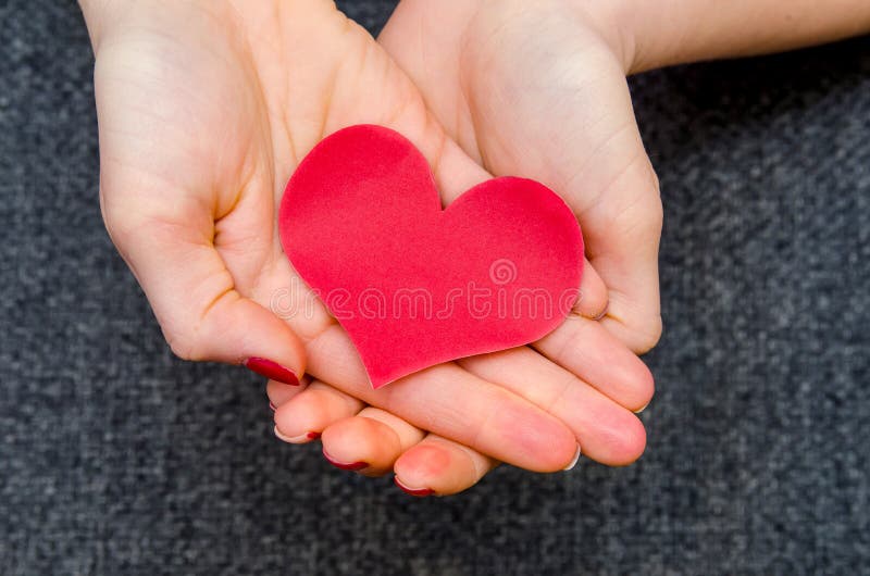 Paper hearts on woman hand stock image. Image of life - 70132847