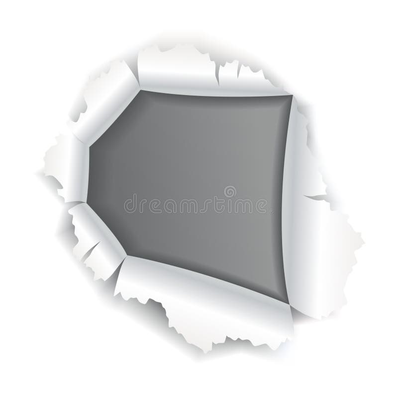 Paper Hole of Gray Torn Paper. Torn Sides Over Dark Paper Background ...