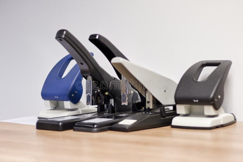 Paper Hole Puncher and Stapler Classic Stock Image - Image of education ...
