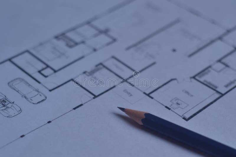 Paper Home Floor Plan. Architectural Sketching Process Concept ...