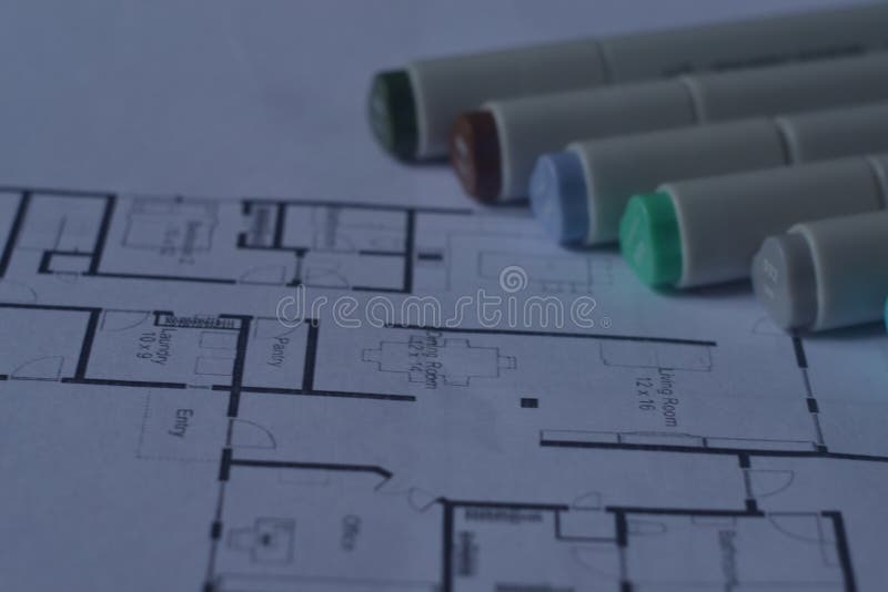 Paper Home Floor Plan. Architectural Sketching Process Concept ...