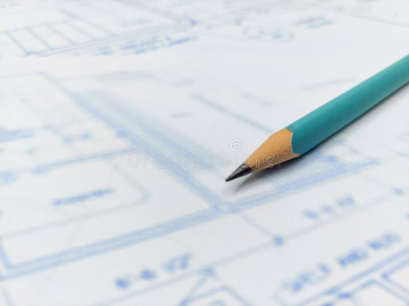 Architectural Blueprints and Pencil for the Project Drawings Stock ...