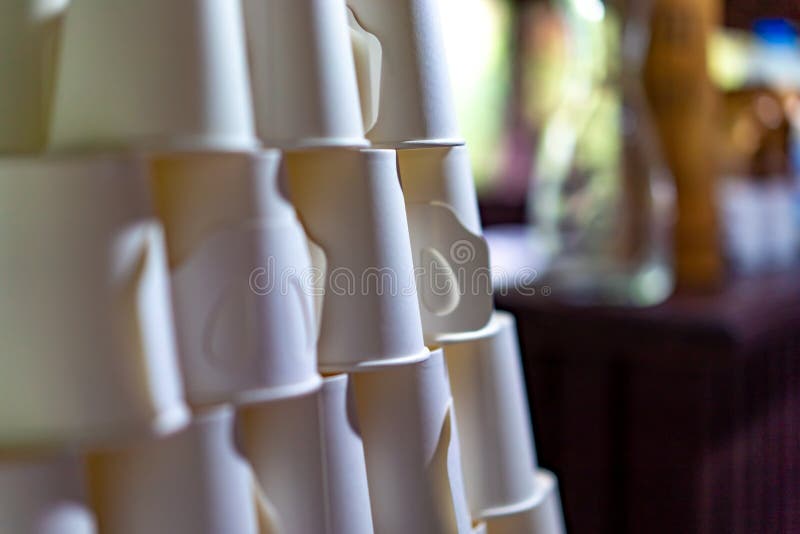 Paper of Hot Coffee or Beverage Cups Stack in the Row and a Column ...