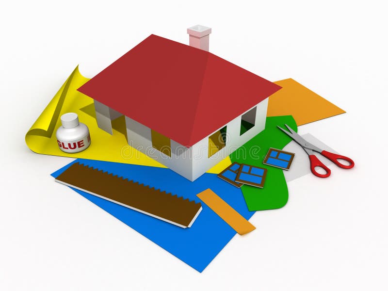 Paper house #2 stock illustration. Illustration of assembly - 5253566