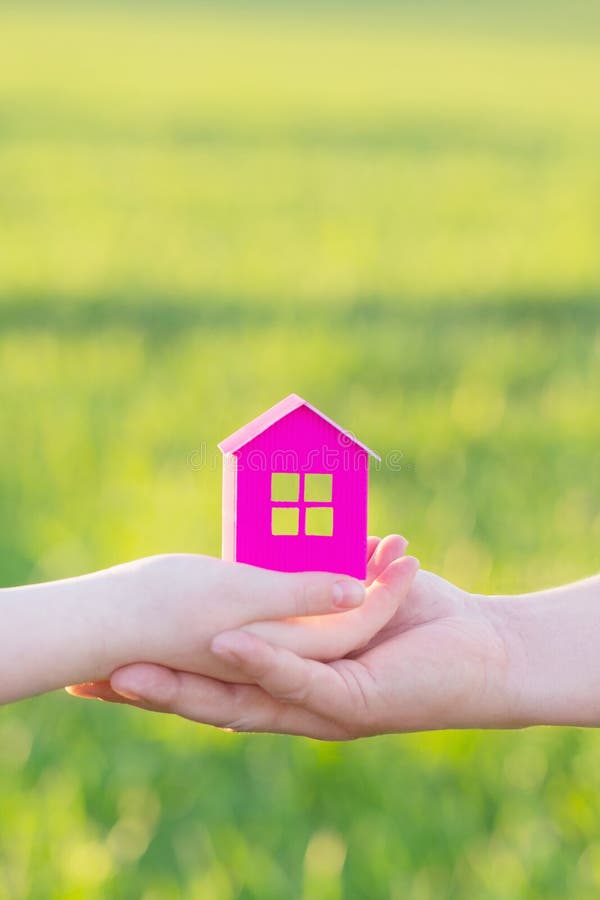 Paper House in Hand Outdoor Stock Image - Image of finance, holding ...