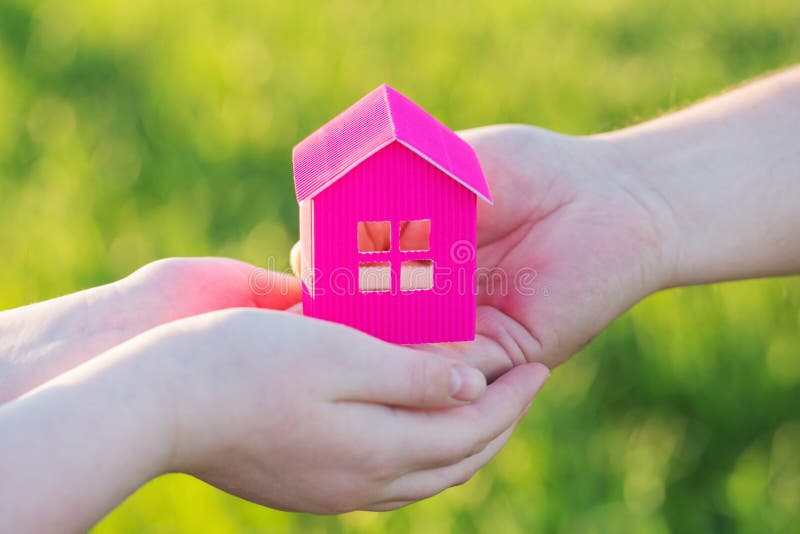 Paper House in Hand Outdoor Stock Photo - Image of building, hand: 93140918