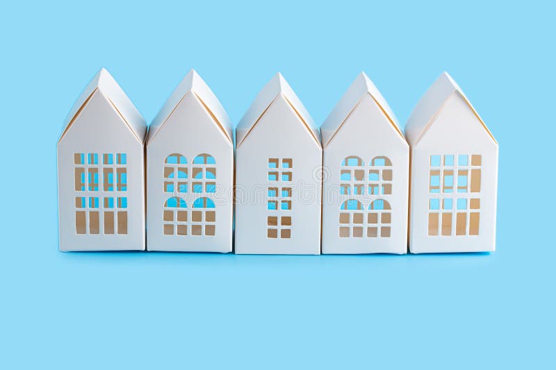 Paper houses stock photo. Image of white, five, property - 373583256