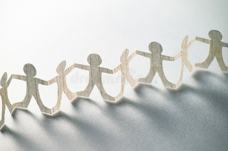 Paper Human Chain Holding Hands Together Stock Image - Image of chain ...