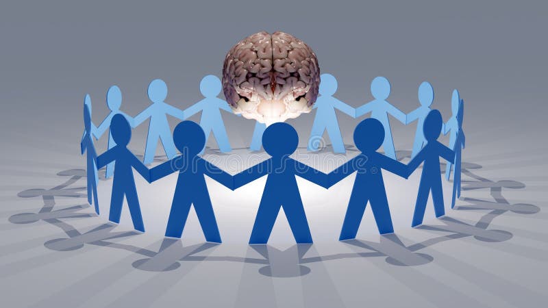 Paper Human Shape and Human Brain 3d Rendering Stock Illustration ...