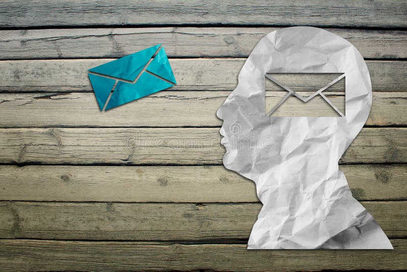 Paper Humans Head with Envelope Symbol Stock Photo - Image of paper ...