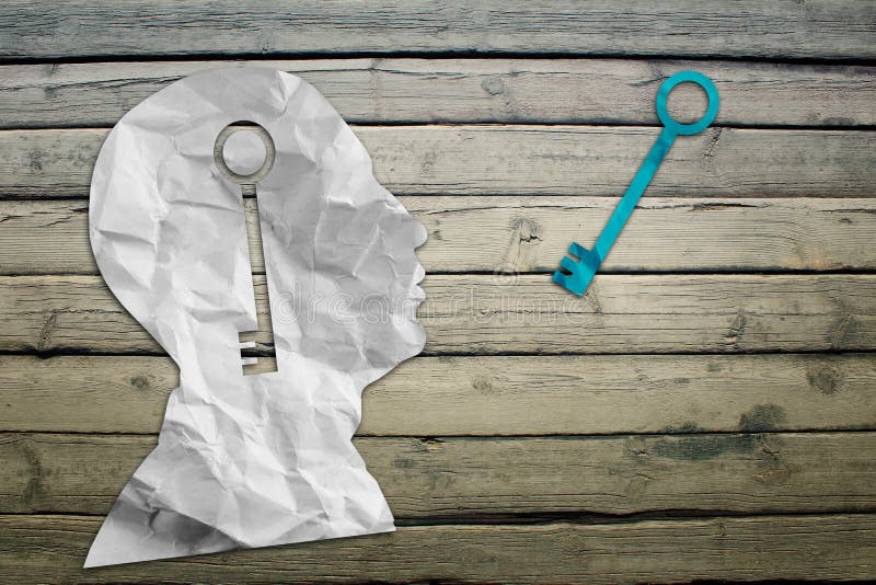 Paper Humans Head with Key Symbol Stock Image - Image of head, paper ...