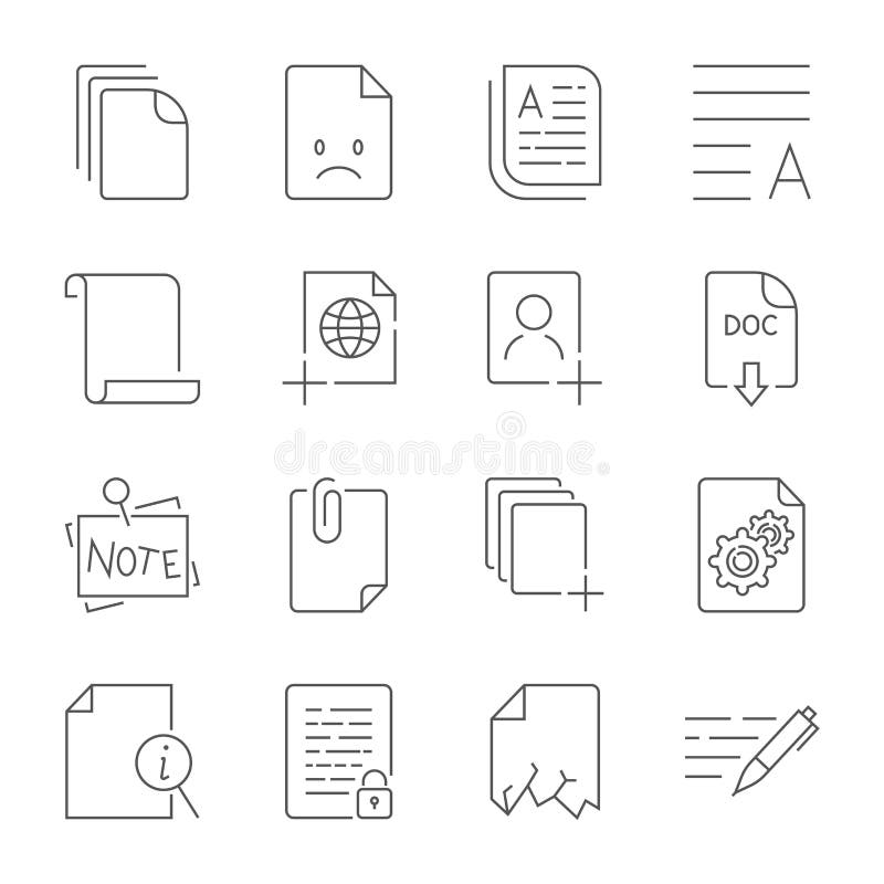Paper Icon, Document Icon. Editable Stroke Stock Vector - Illustration ...