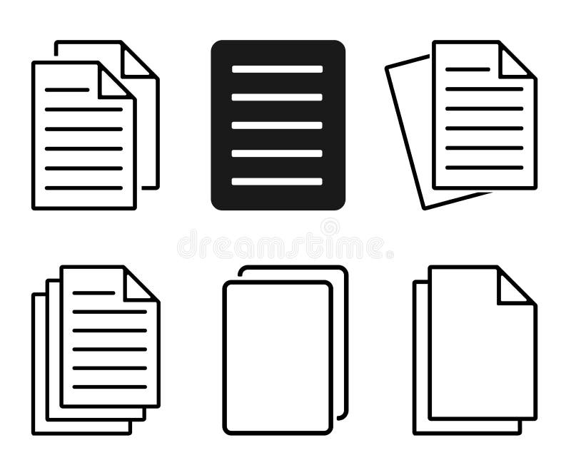 Paper Icon Set, File Duplicate Icon, Document Icon Vector Illustration ...