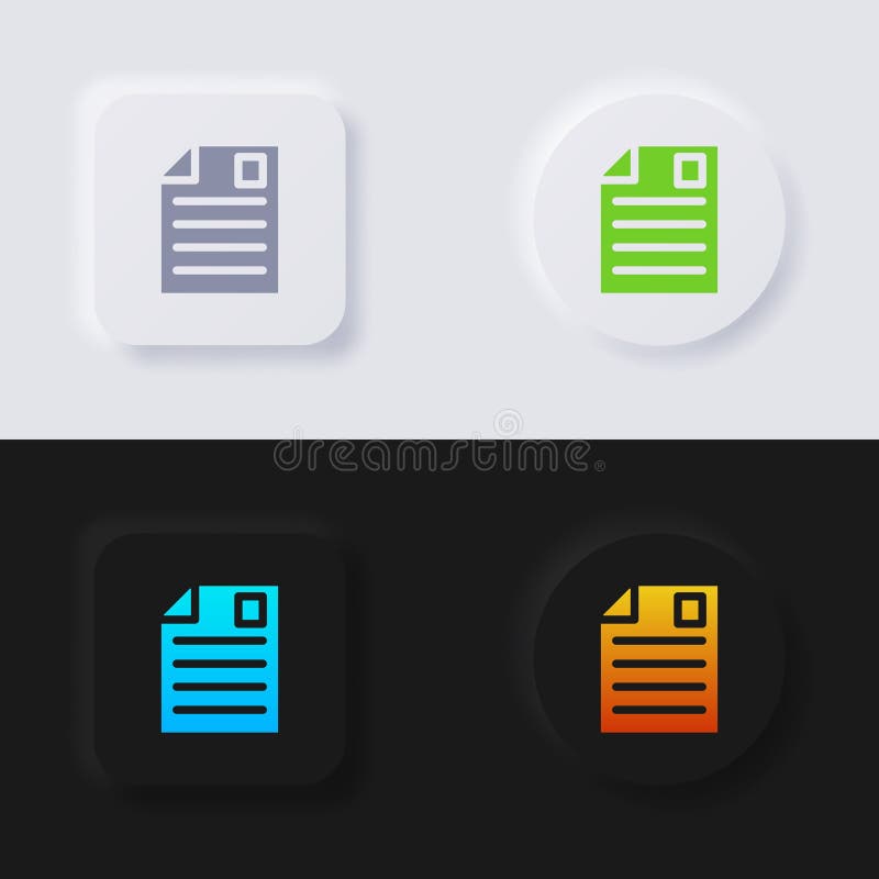 Paper Icon Set, Multicolor Neumorphism Button Soft UI Design. Stock ...