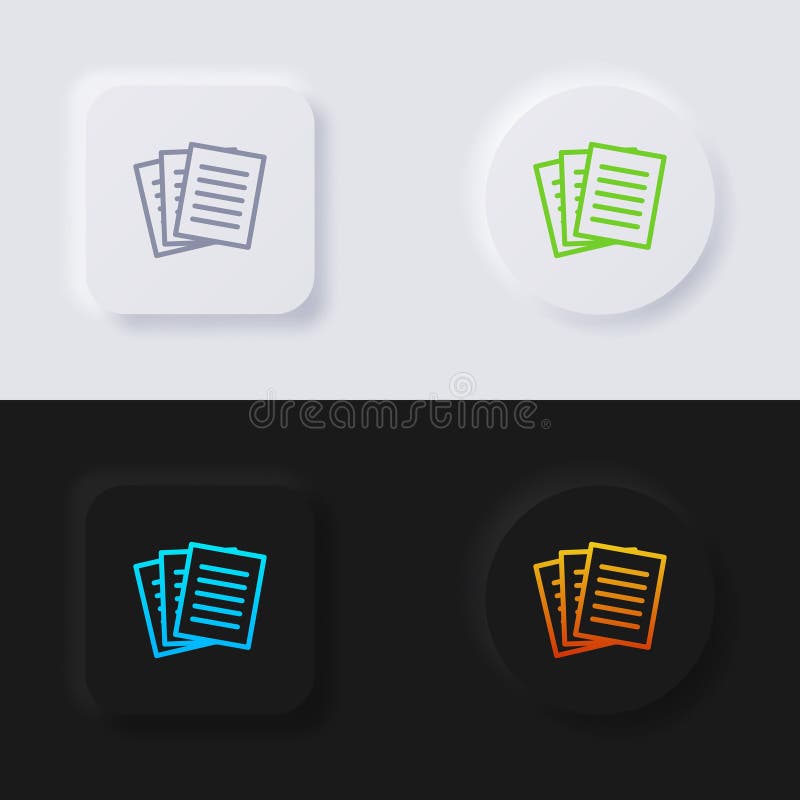 Paper Icon Set, Multicolor Neumorphism Button Soft UI Design. Stock ...