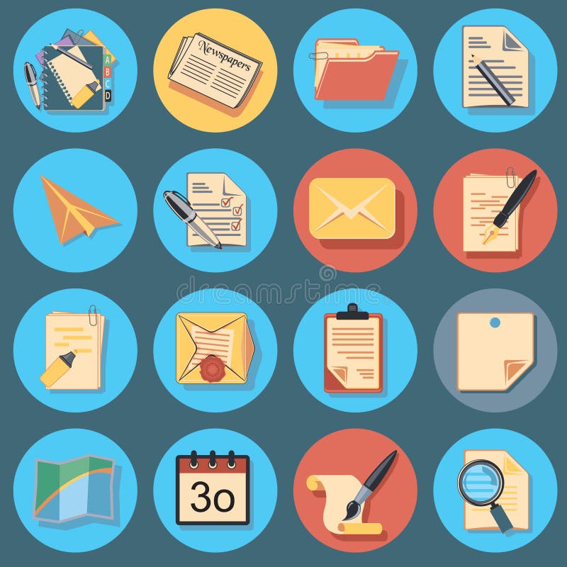 Paper icon set stock vector. Illustration of paper, folder - 14030150