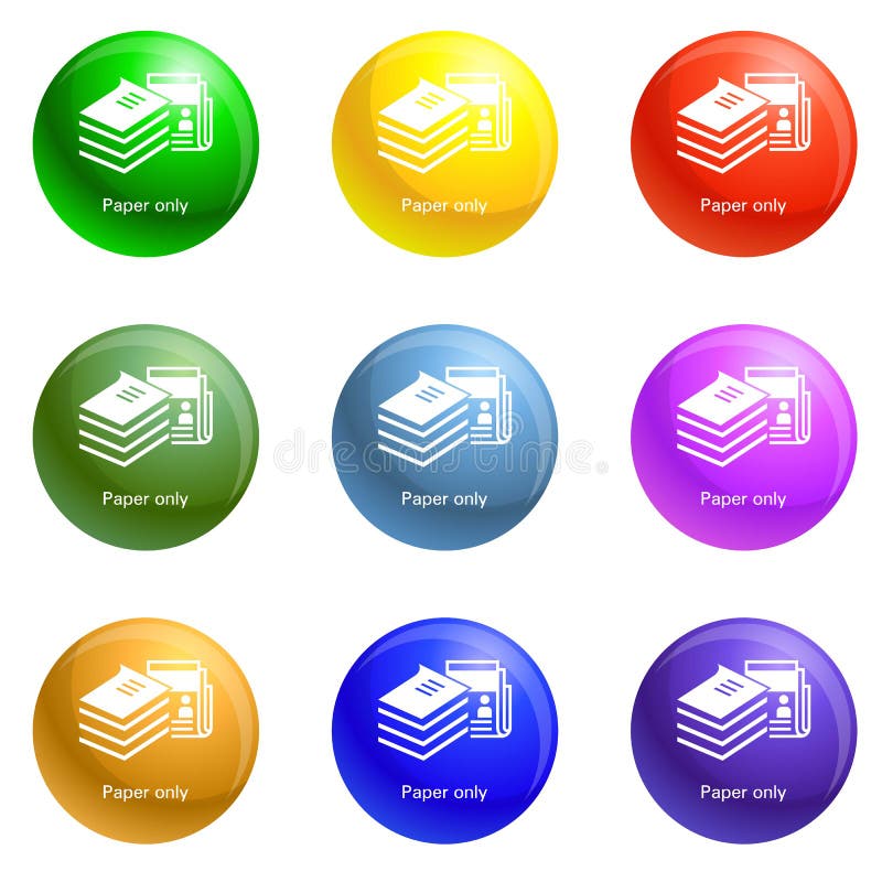 Paper Only Icons Set Vector Stock Vector - Illustration of care ...
