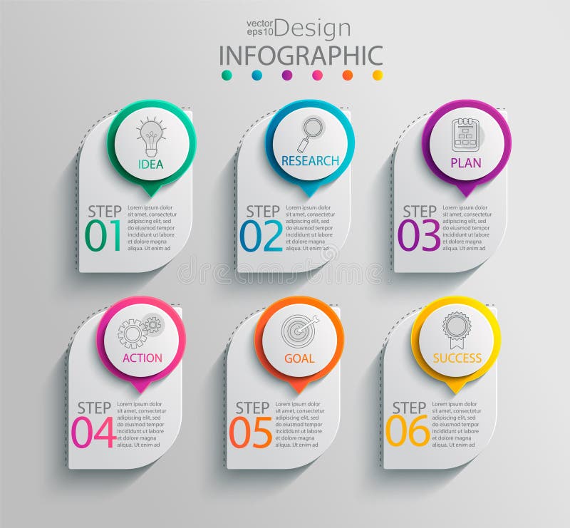 Paper Infographic Template with 3 Options. Stock Vector - Illustration ...